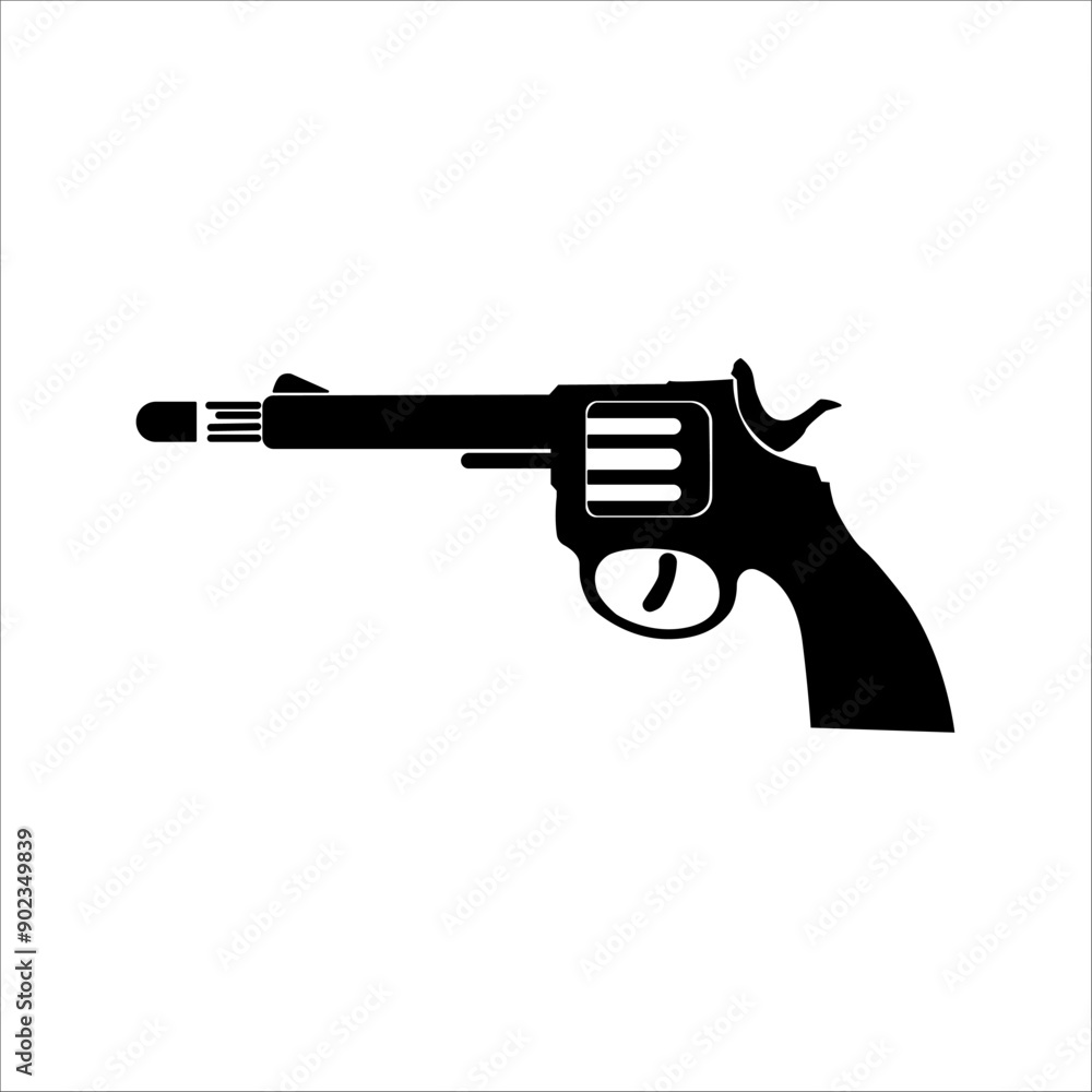 Vector illustration of a small firearm, either a police or military ...