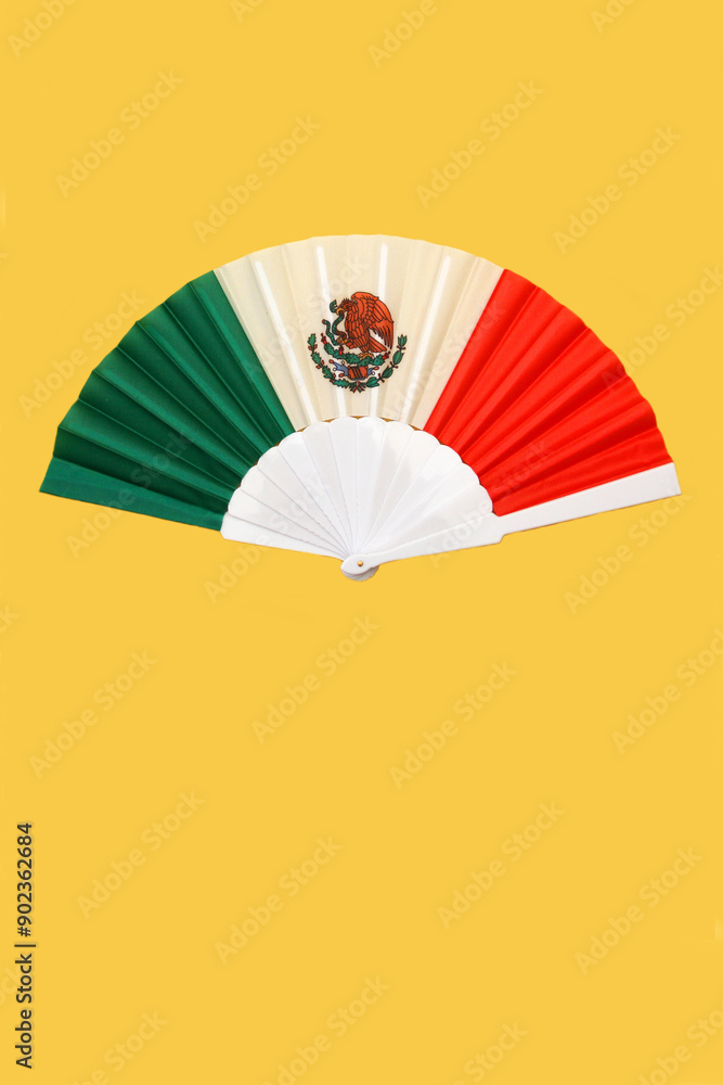 Tricolor fan with the colors of the Mexican flag as a decorative item ...