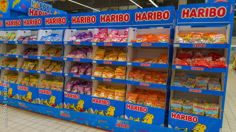 Haribo logo brand and text sign chain display candies of German ...