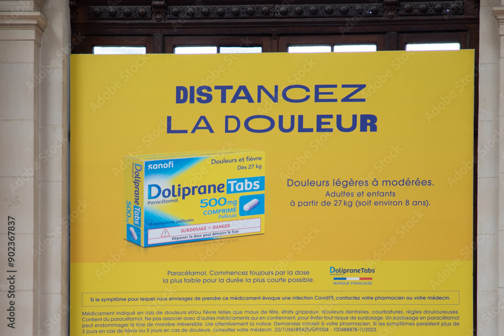 doliprane sanofi tabs advertising logo brand and text sign box of ...