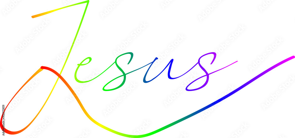 Jesus. Hand-drawn lettering. Christian quote. Solid outlines isolated ...