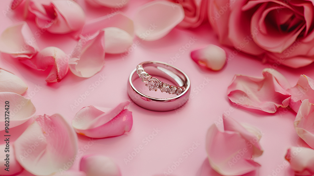 Embrace the symbols of commitment and love as wedding rings grace a bed ...