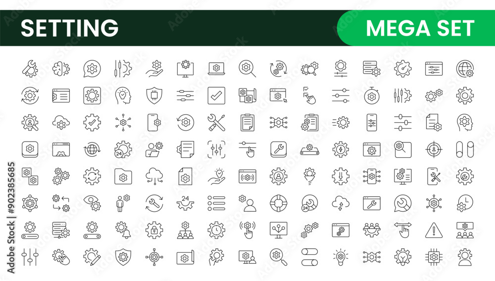 Settings, icon set. Containing options, configuration, preferences ... Settings, icon set. Containing options, configuration, preferences ...