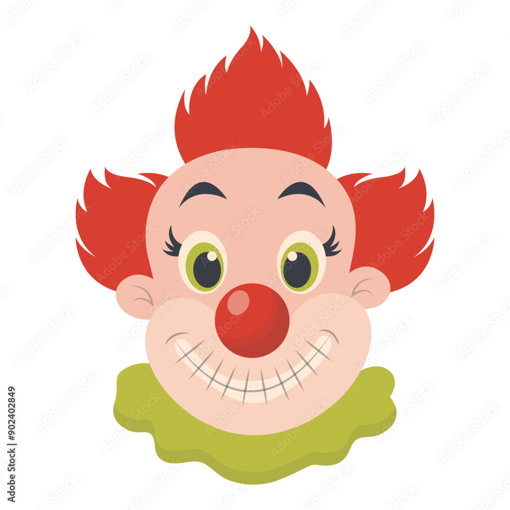 Cartoon Clown Mask Illustration on White Background. Vector Clipart in ...