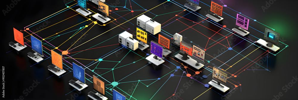 Ethernet Network System: An Illustrated Map of Connected Devices and Data Transmission Processes ...