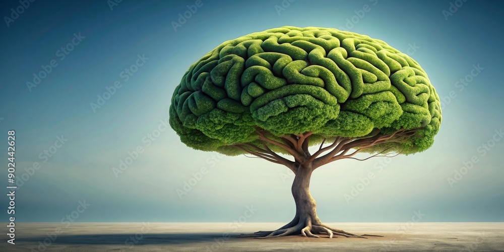 Brain tree growing in shape of a human brain , generative AI ...