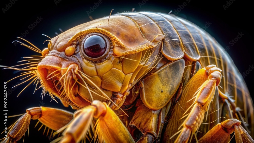 Electron microscopy image of a flea face close-up, flea, insect ...