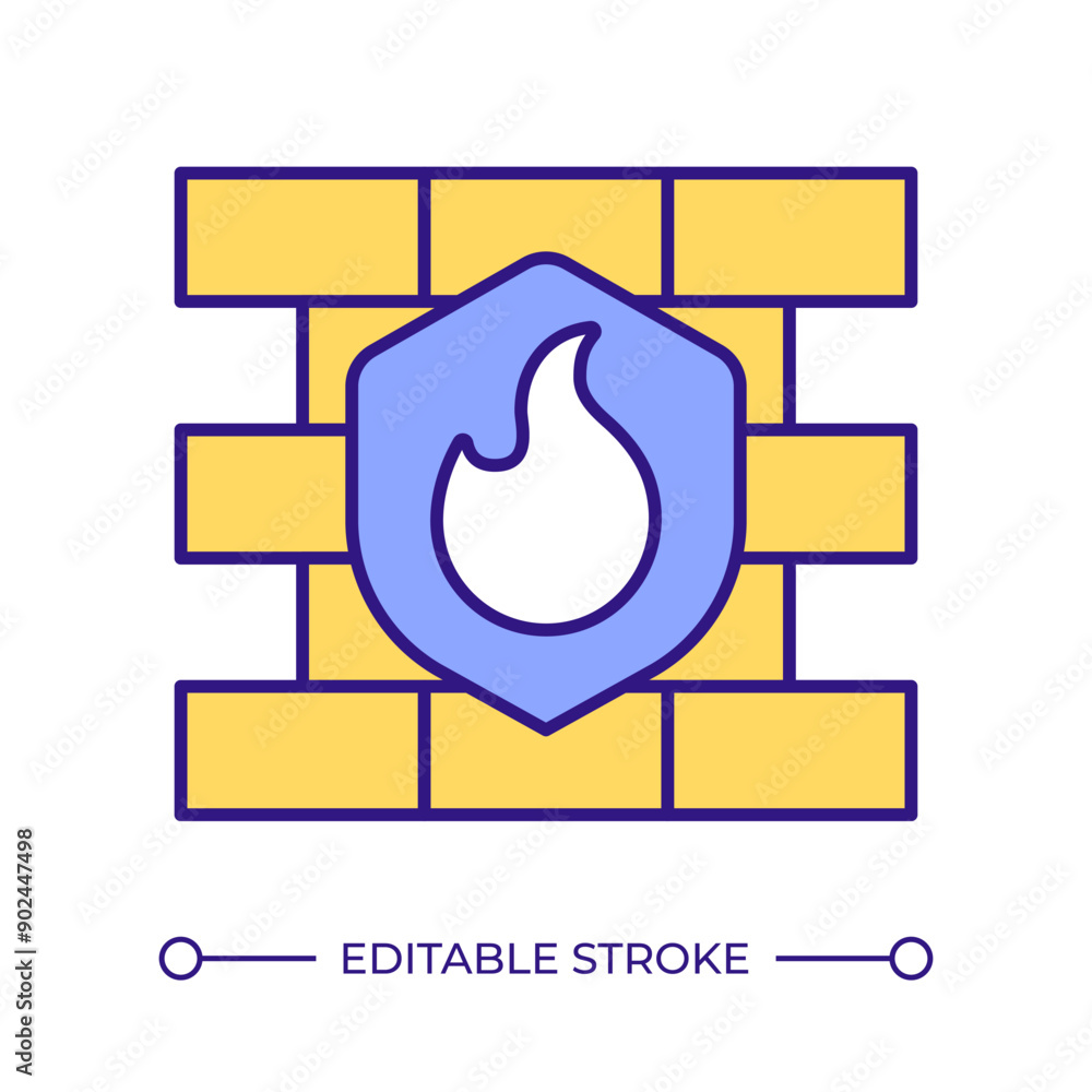 Network firewall RGB color icon. Web security infrastructure ...