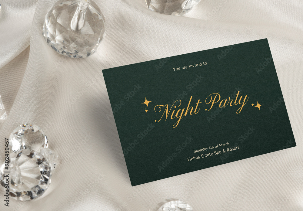 Green Invitation Card Mockup Stock Template | Adobe Stock