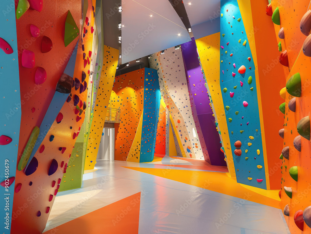 Trendy Indoor Climbing Area with Bold Colorful Walls, Fun and Dynamic ...