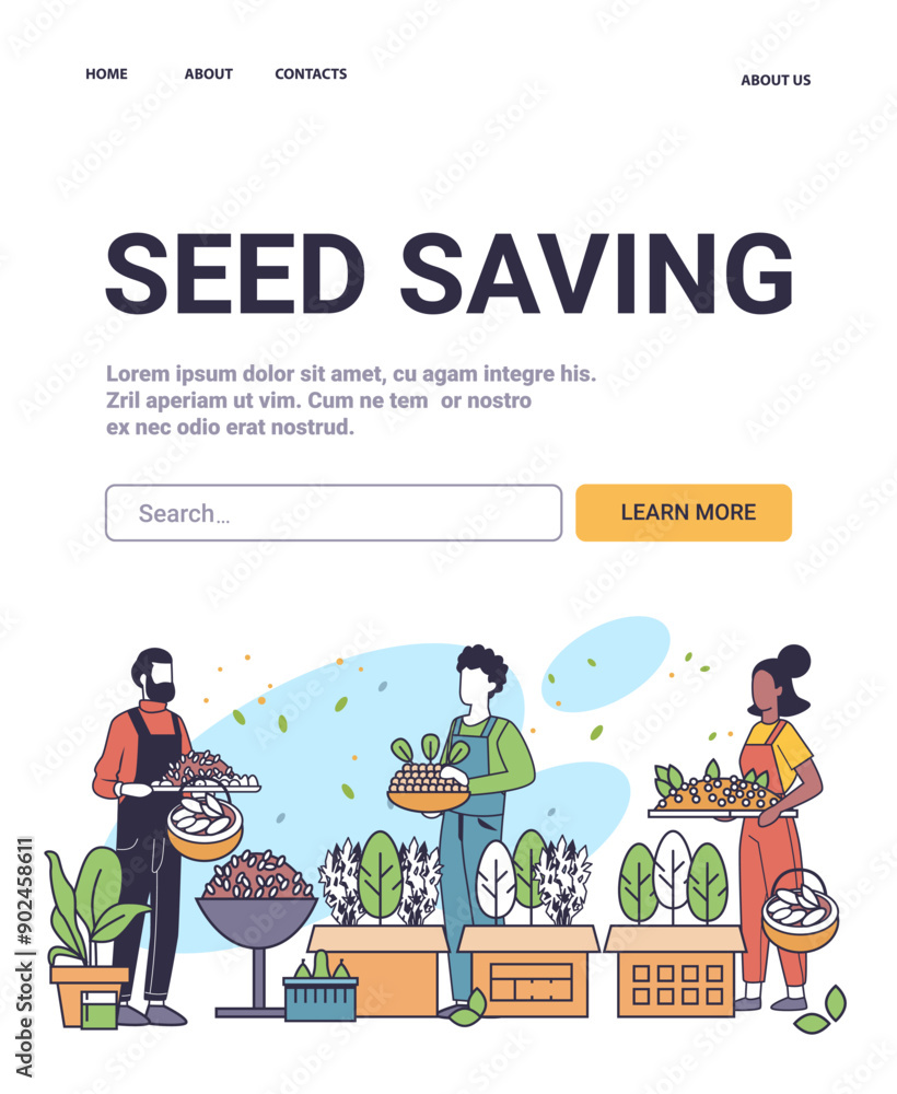 Seed saving eco-friendly farming concept illustration with people ...