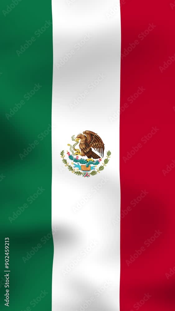 Vertical, portrait, video waving national flag of Mexico. Smooth ...