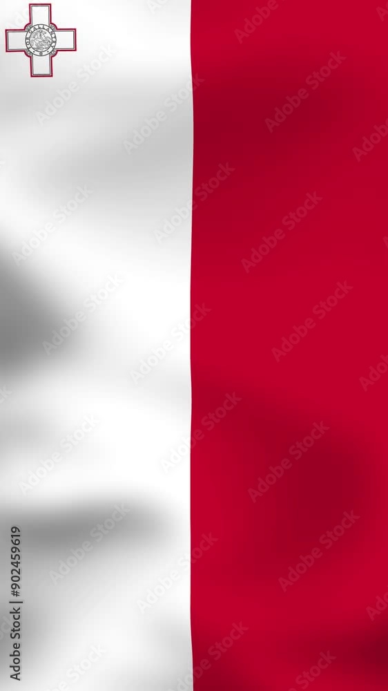 Vertical, portrait video waving national flag of Malta. Smooth ...