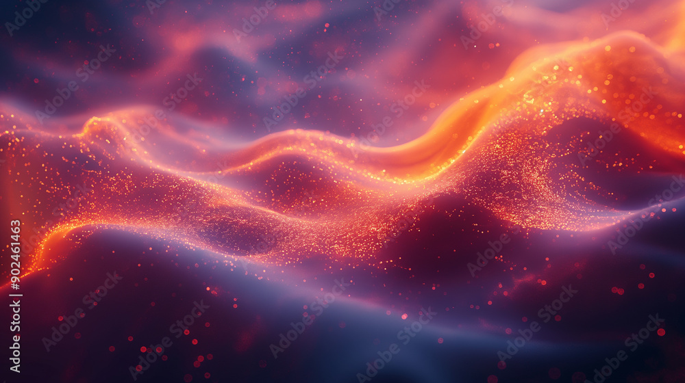 Immersive 3D background with abstract music elements and flowing ...