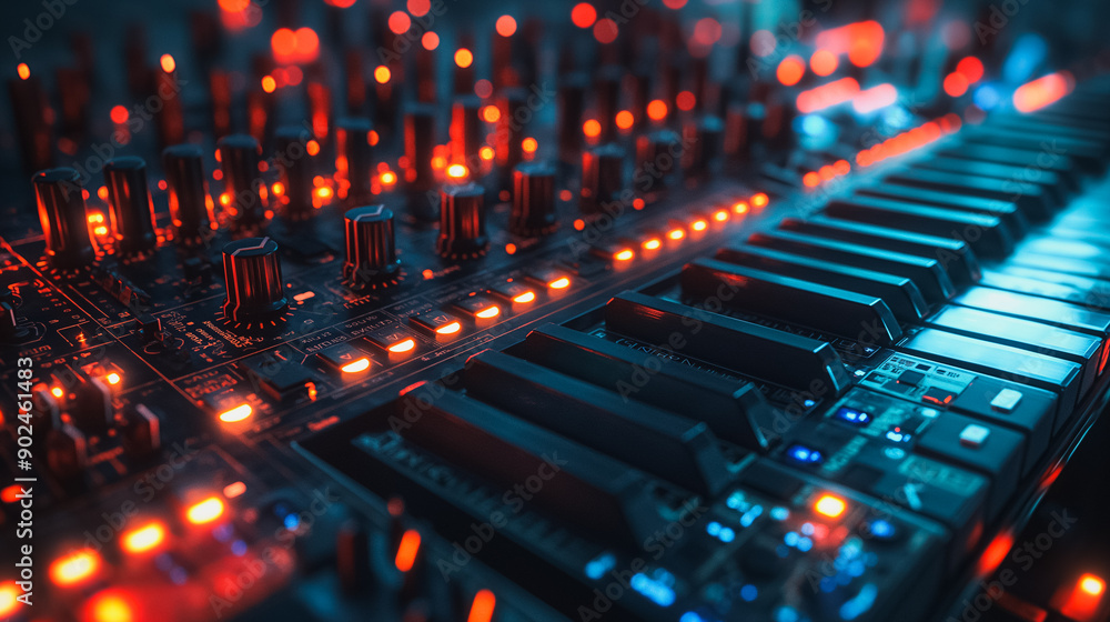 Stunning 3D music background with a blend of instruments and sound ...