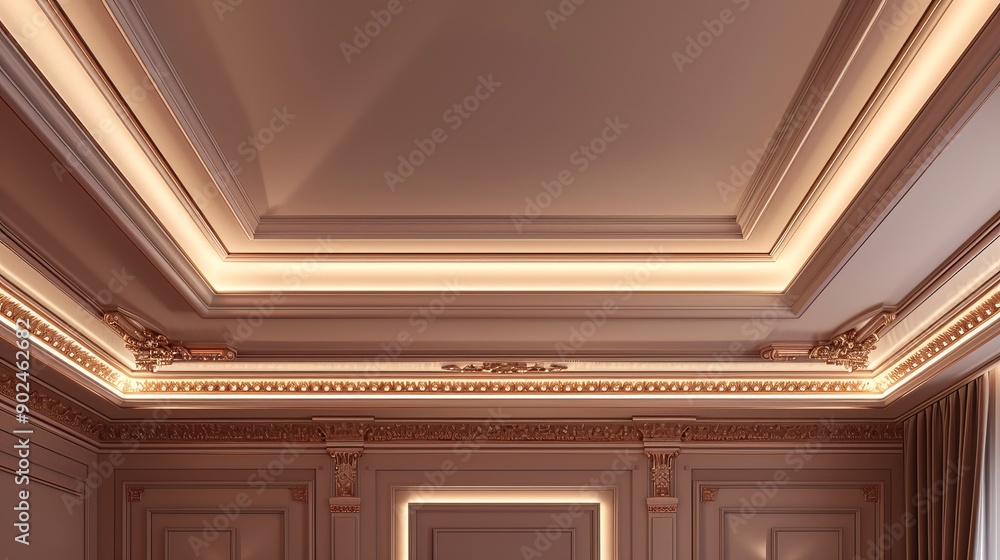 Cornice for LED lighting in the ceiling. 3D Render. Stock Illustration ...