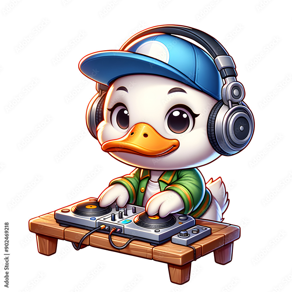 Cartoon illustration (PNG 300 dpi), Duck is a DJ now ! Stock ...
