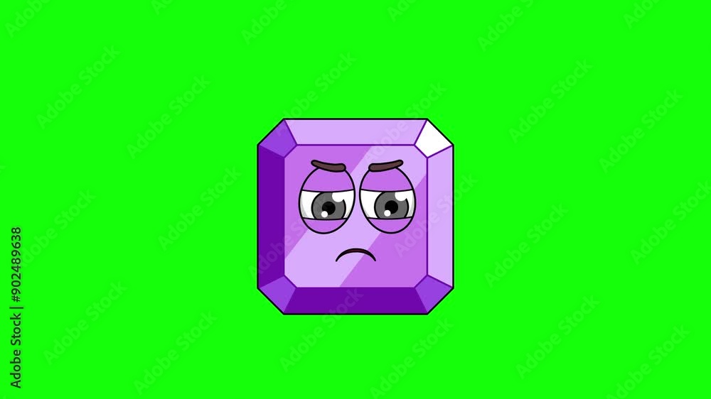 Angry emoticon of purple gemstone character, loop animation emoji Stock ...