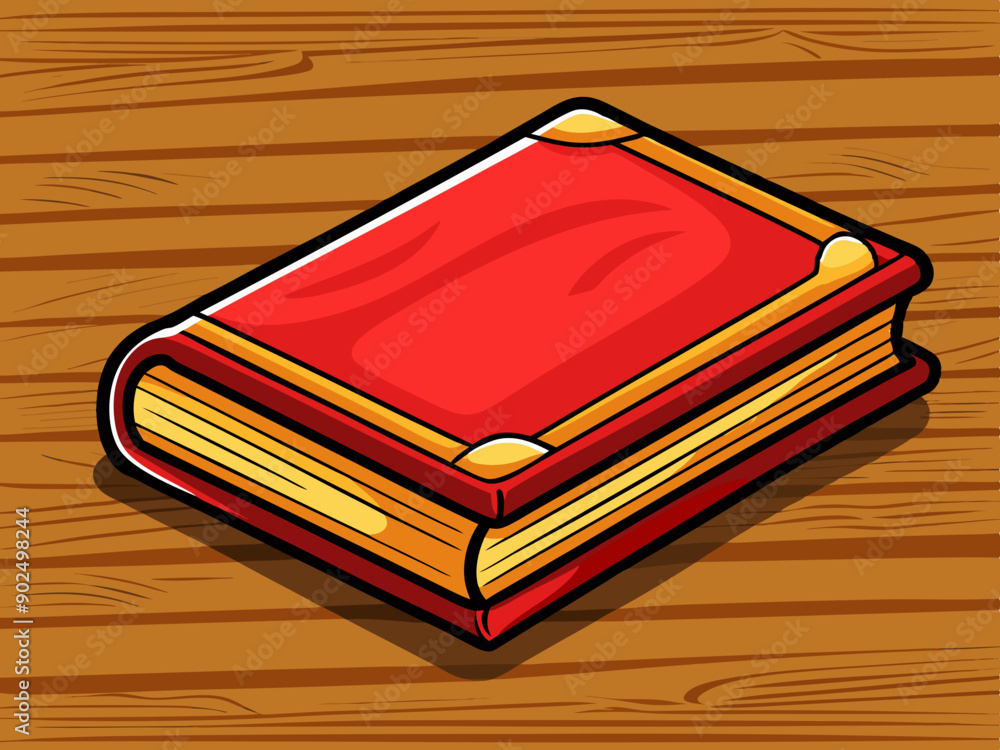 Cartoon vector illustration of retro old red book, vintage antique ...