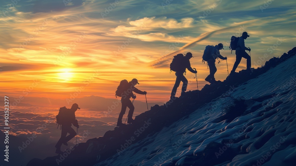 Teamwork, helping the team climb the mountain, helping each other to ...