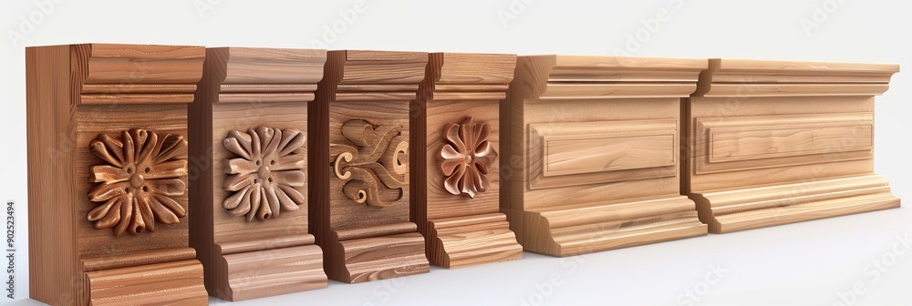 Stack of MDF or CMD profiles for wooden furniture. Examples of ...