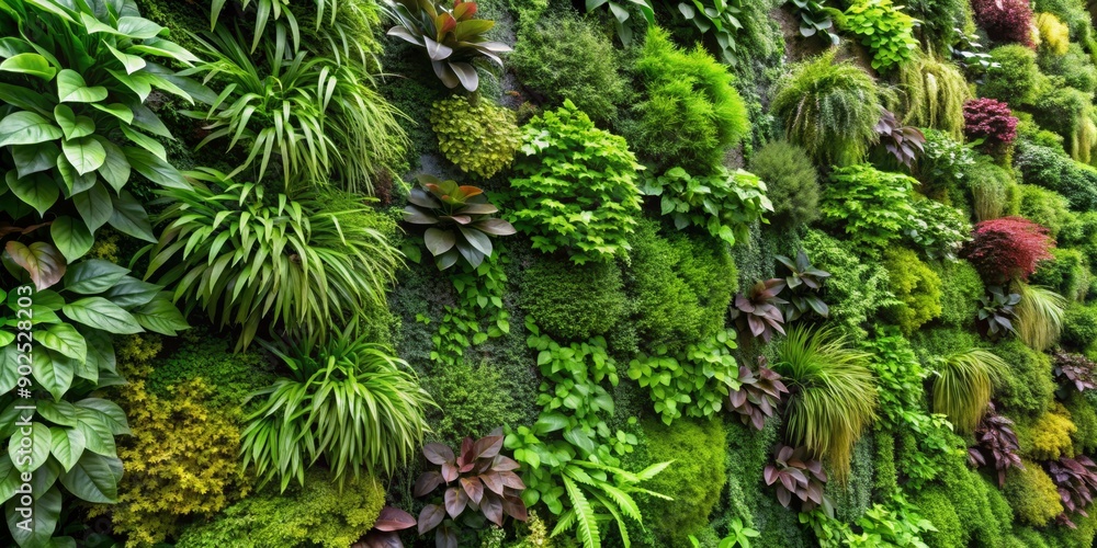 Vertical Garden Wall with Lush Greenery, Vivid Plants and Moss, Nature ...