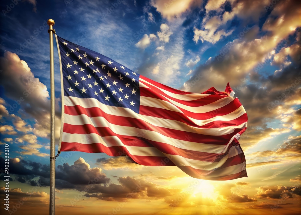 american flag, US American flag, american flag on sky memorial day ...