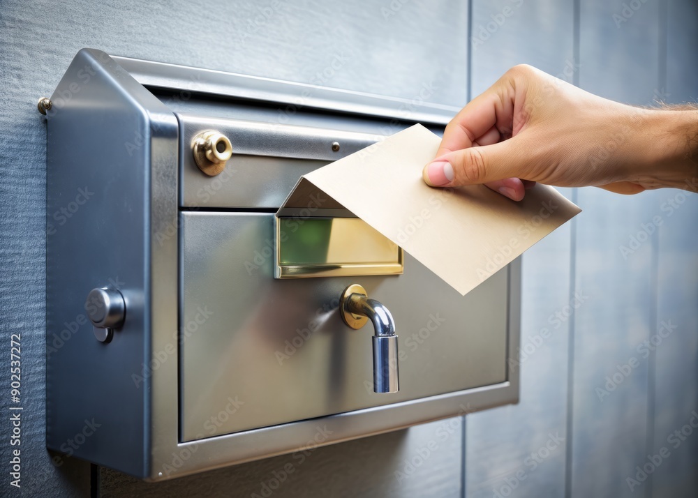 A mail-in ballot envelope is being deposited into a secure, official ...