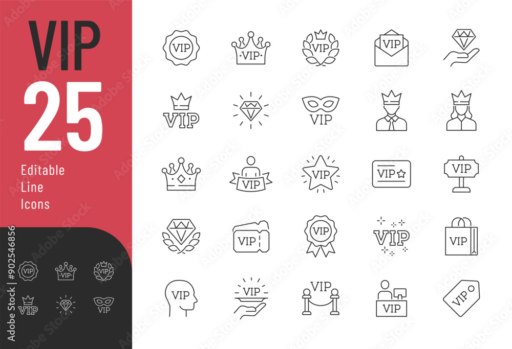 VIP Editable Icons set. Vector illustration in modern thin line style ...