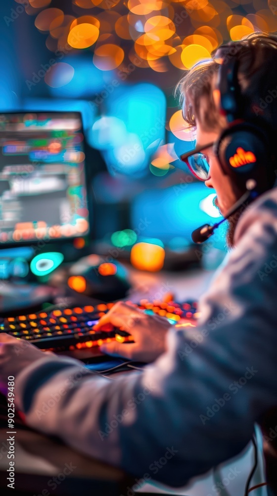 Blogger writing a tech tutorial with a hightech setup, blogger, howto ...