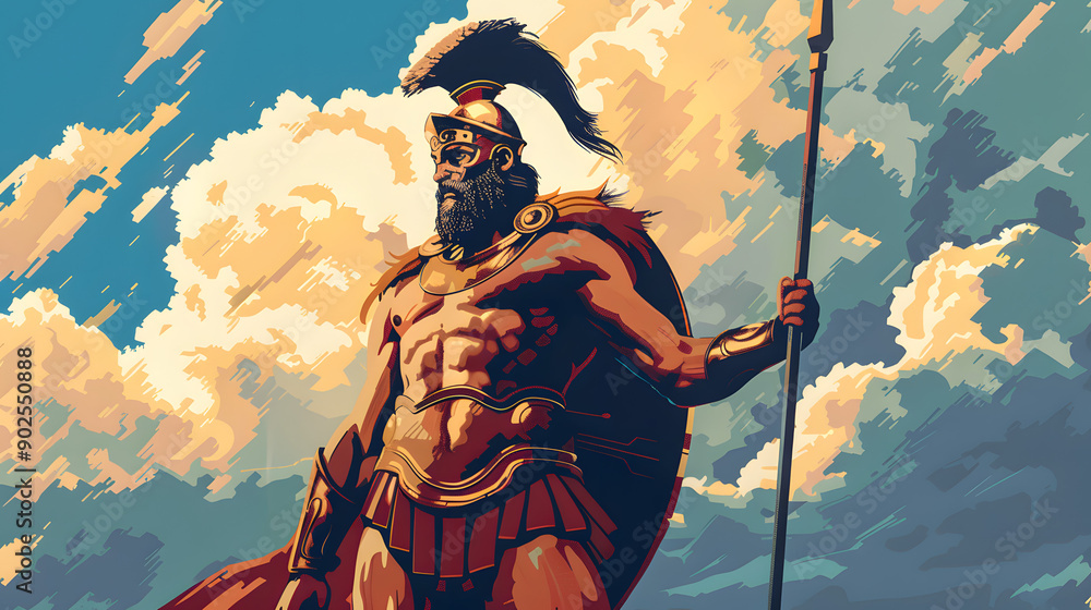 Greek god Ares illustration, Ares, is the Greek god of war. He is one ...