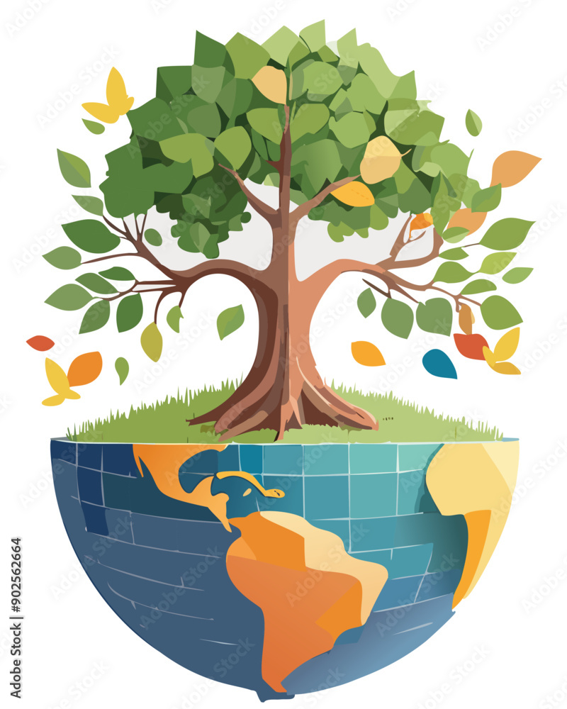 Green tree symbol of clean sustainable ecological environment grows ...