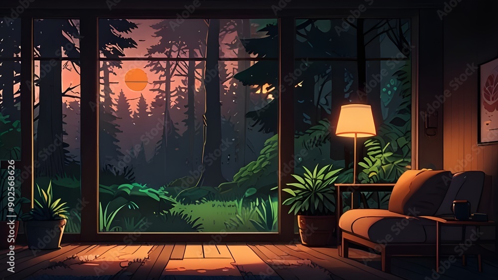 stream overlay loop, animated virtual backgrounds, cozy living room ...