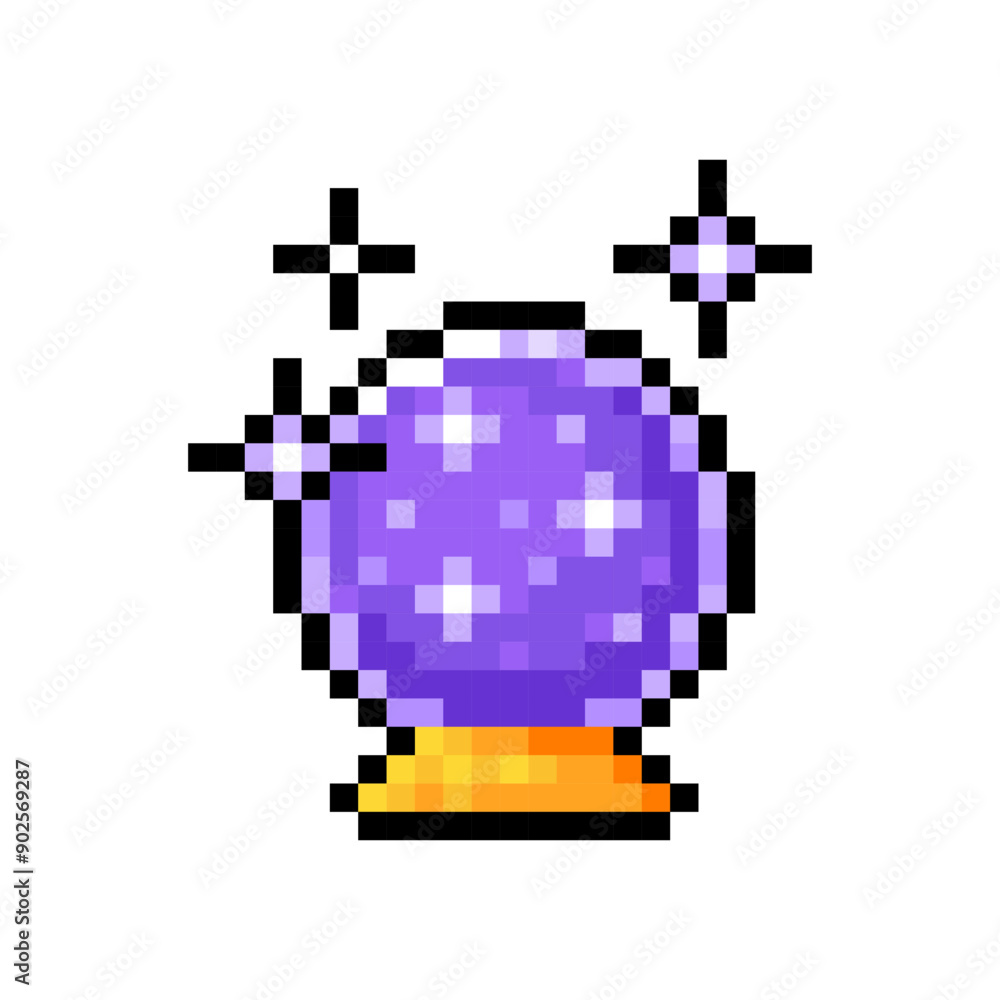 Magic crystal ball isolated on transparent background. Purple fortune ...