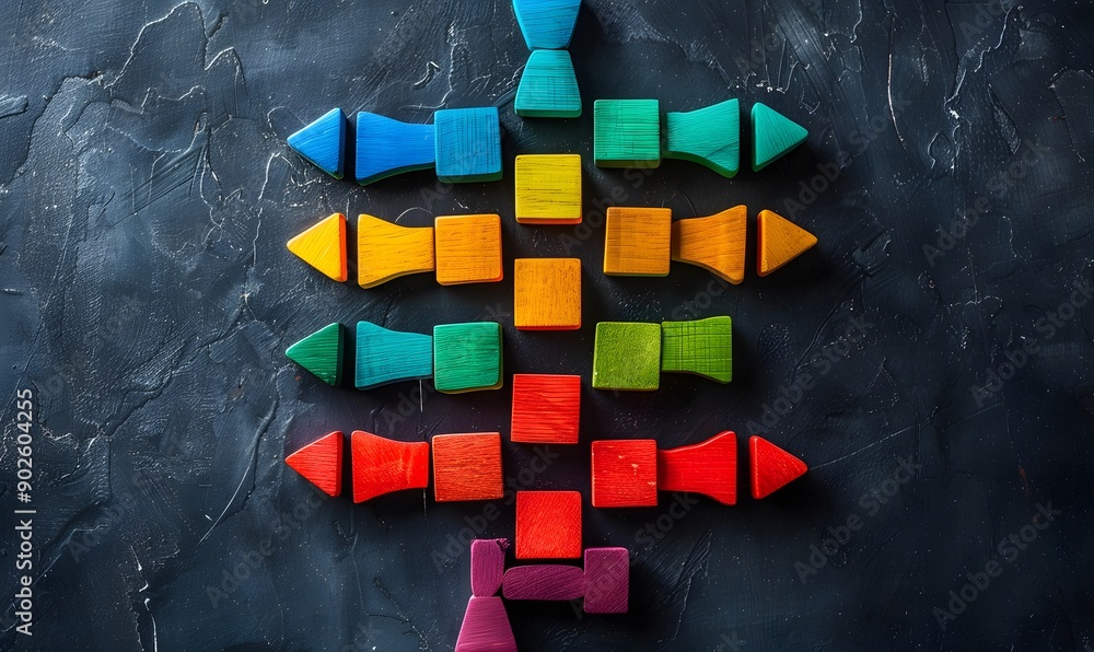 Tangram puzzle pieces arranged into a flowchart or organizational ...