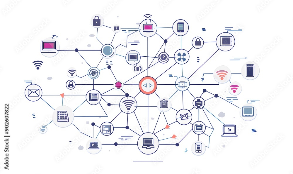 Network diagram with nodes connected by arrows, depicting a file ...