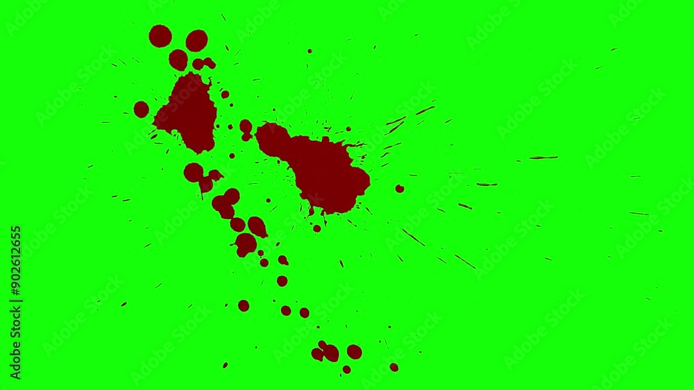 Different style blood splatter on green screen chroma, easy to cut ...