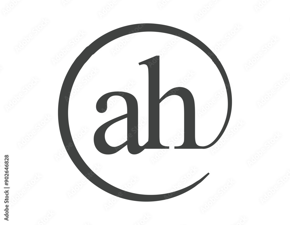 AH logo from two letter with circle shape email sign style. A and H ...
