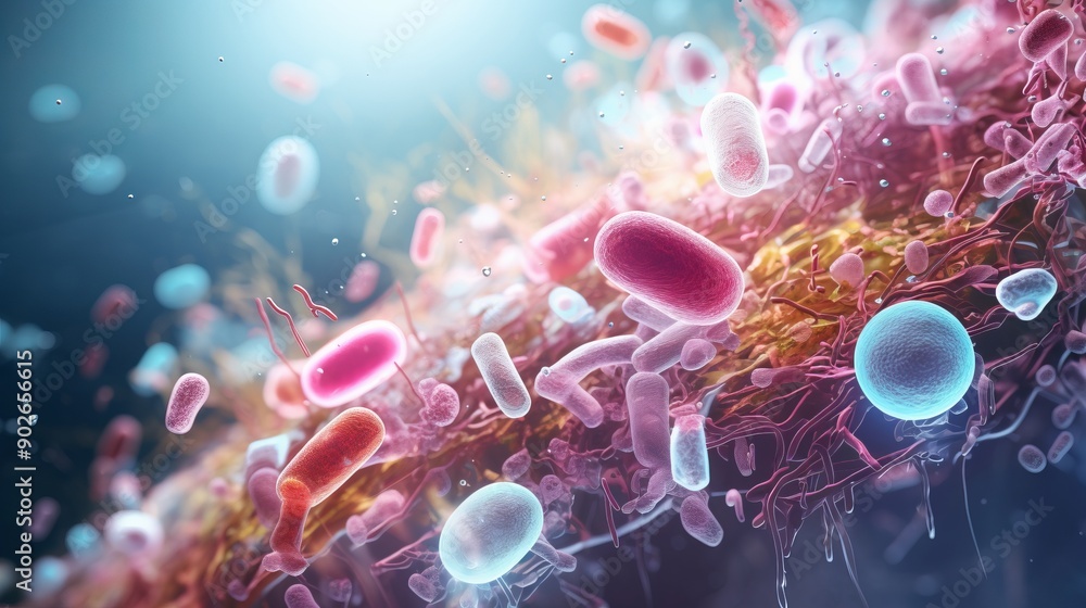 Microscopic view of probiotics bacteria in action: escherichia coli and ...