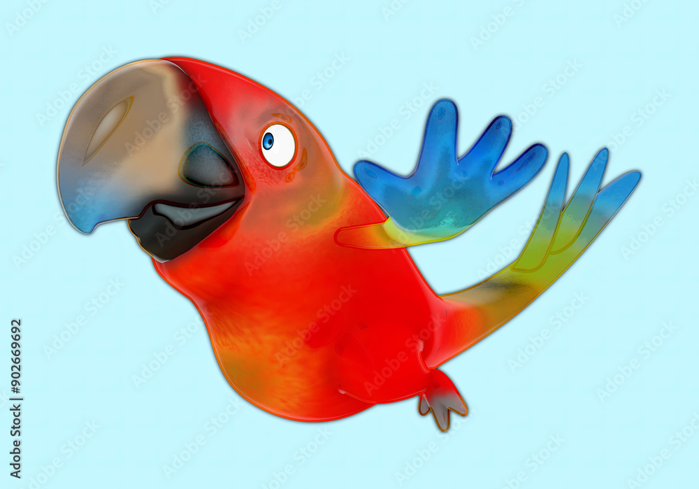 Poster 4K cartoon illustration of a fun Parrot with alpha included ...