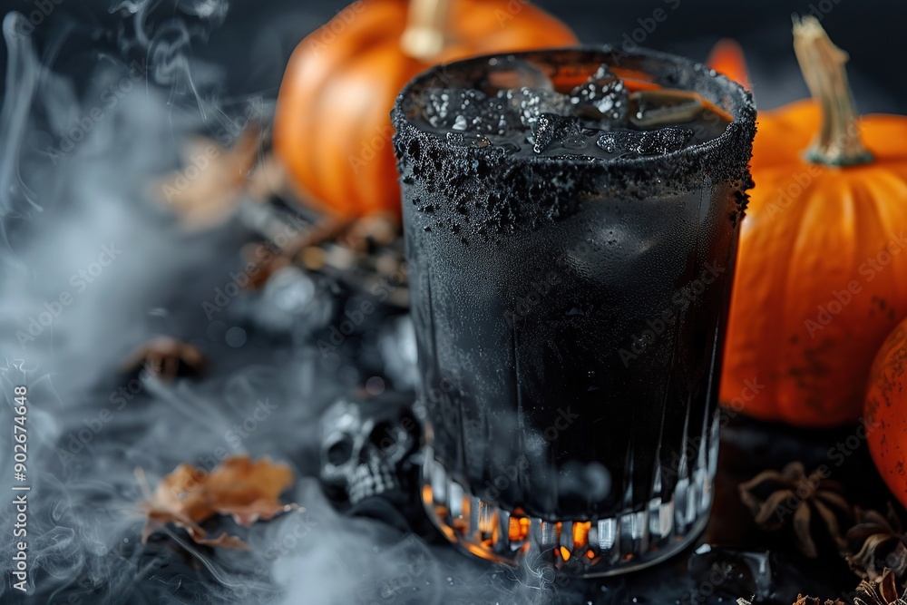 Black magic cocktail with activated charcoal, Halloween menu ...