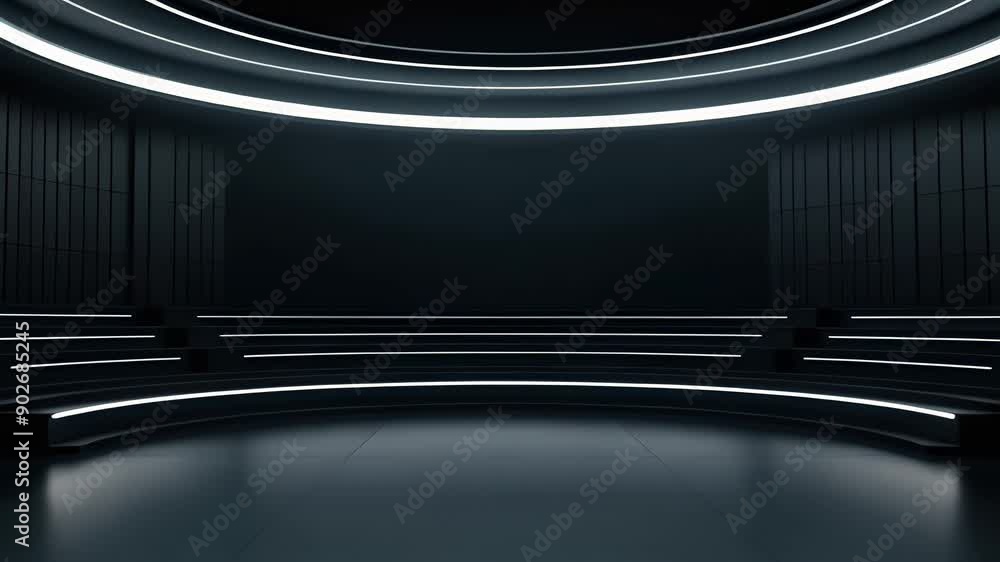 podium Futuristic showcase with platform for product displaying. Empty ...