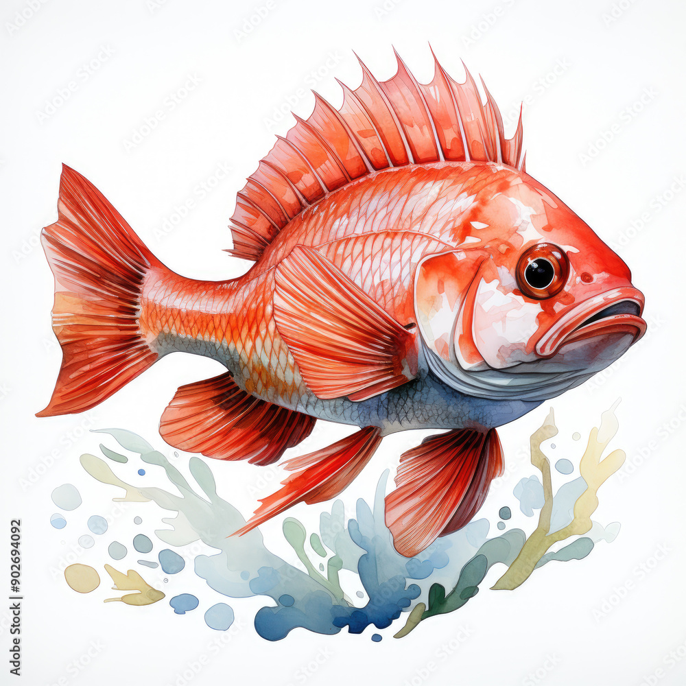 Watercolor Rockfish, clipart Illustration, Generative Ai Stock ...