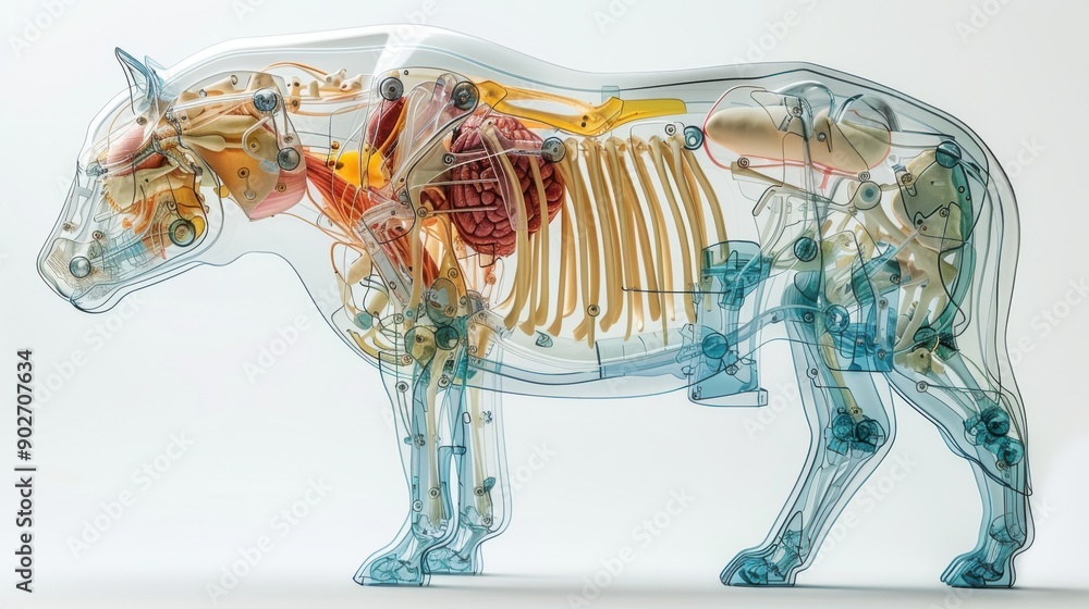 Detailed Anatomical Model of a Cow Highlighting Skeletal and Muscular ...