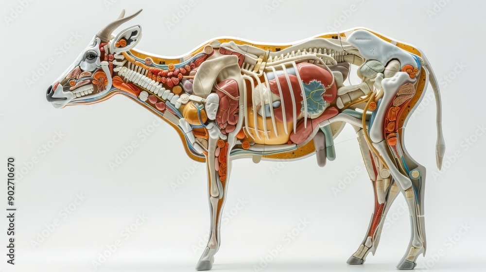 Detailed Anatomical Model of a Cow Displaying Internal Organs and ...