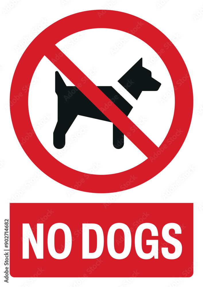 ISO prohibition safety signs text variation_no dogs size a4/a3/a2/a1 ...