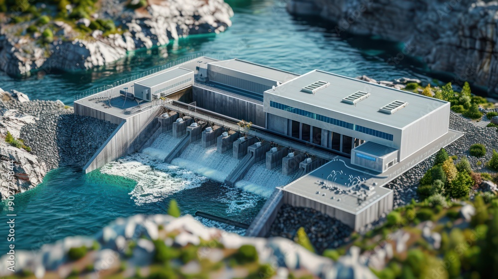Digital twin model of a hydropower plant Stock Photo | Adobe Stock