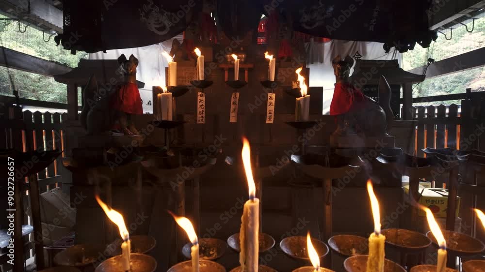 Upper shrine of the historic Fushimi Inari Taisha in Kyoto, Japan, the ...