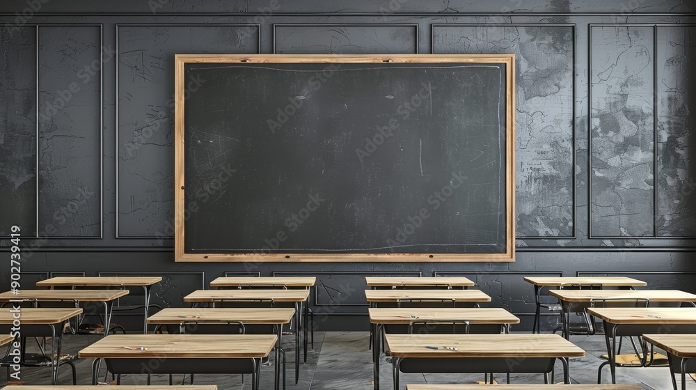 Classic blackboard in a classroom setting, featuring clean architecture ...