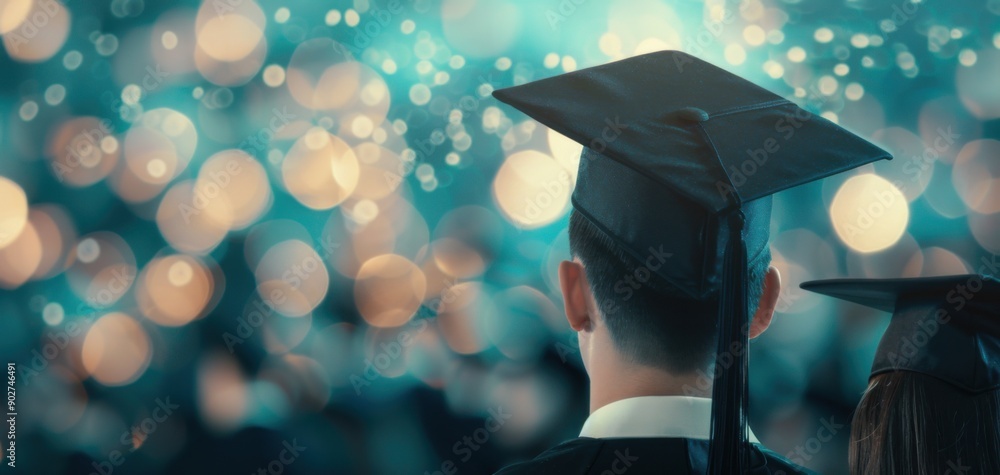 Celebratory Graduation Ceremony with Graduates Wearing Caps and Gowns ...